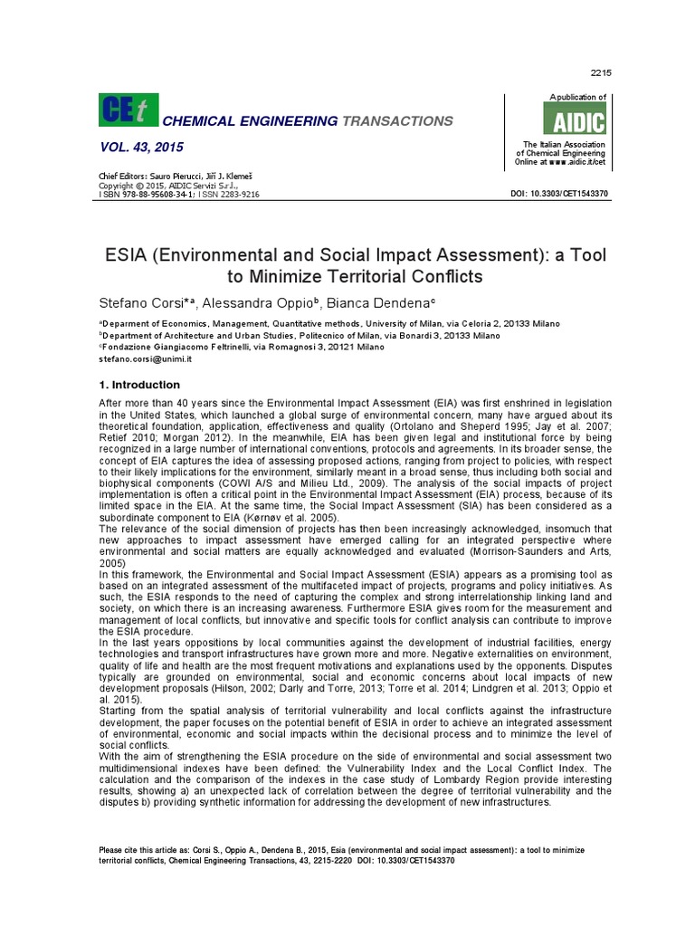 ESIA (Environmental and Social Impact Assessment) : A Tool To Minimize ...