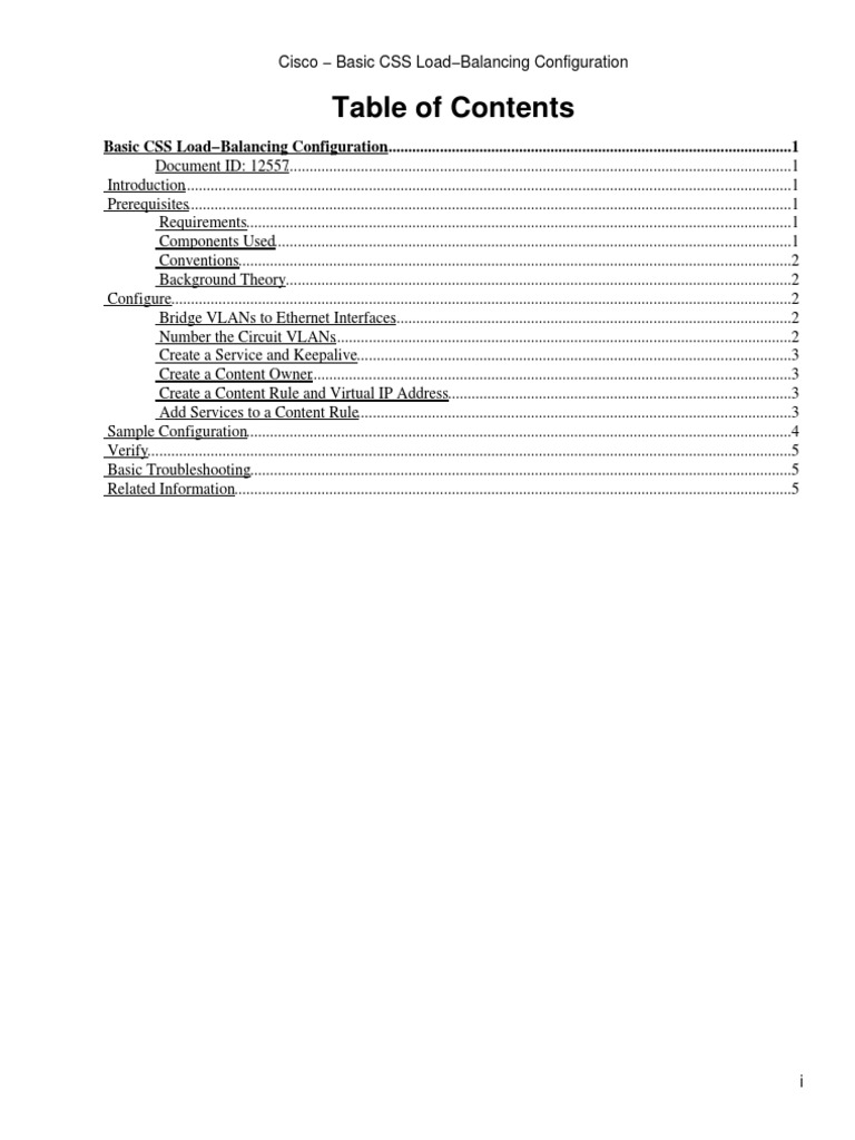 Basic Css Load Balancing Configuration Pdf Port Computer Networking Load Balancing