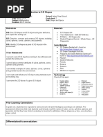 Lesson Plan 3d Shapes 1 | PDF | Shape | Sphere