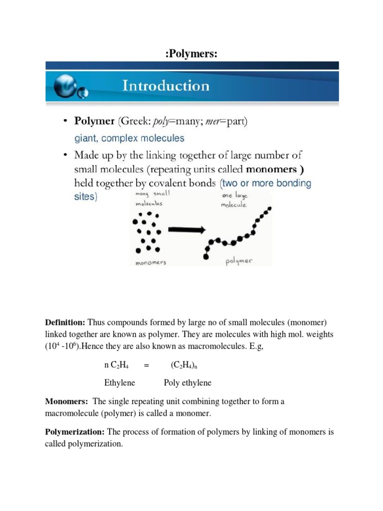Polymers & Polymerization | PDF | Polymers | Natural Rubber