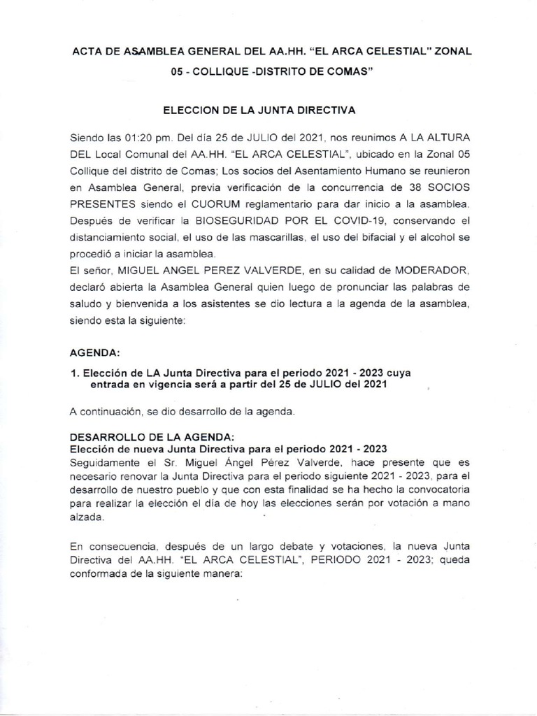 Acta Junta Directiva | PDF