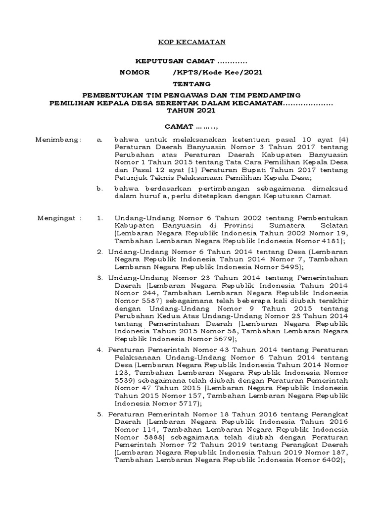 Contoh SK Timwas Dan Pendamping | PDF