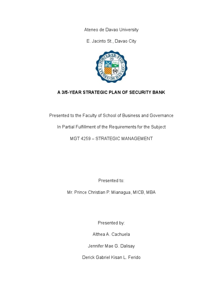 SecurityBank - Strategic Plan | PDF | Online Banking | Banks & Banking