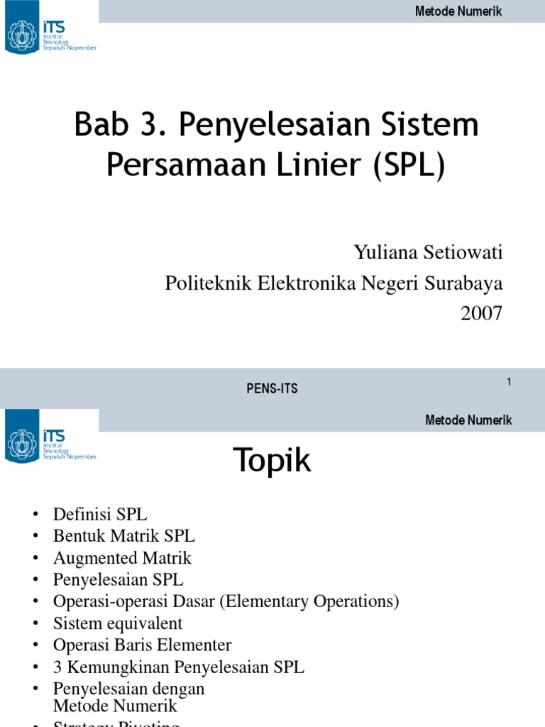 Penyelesaian SPL dengan Metode Numerik | PDF