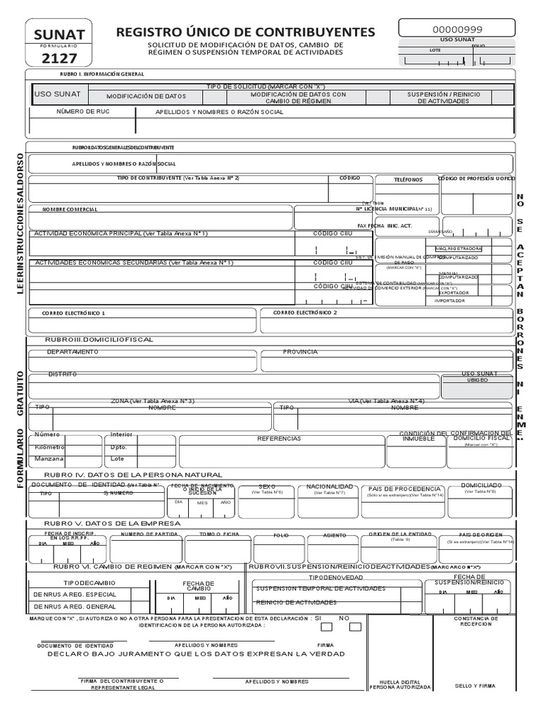 Formulario 2127 Sunat | PDF