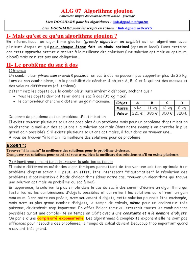 ALG07 Algorithme Glouton | PDF | Logique mathématique | Informatique