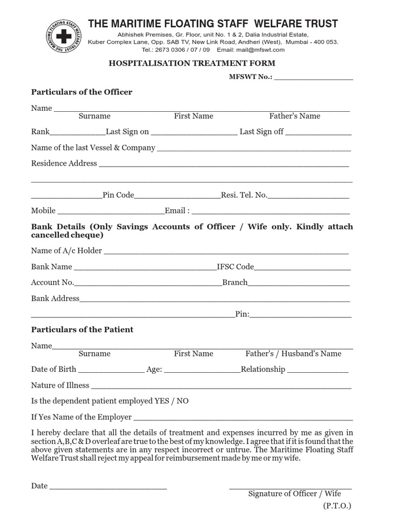 Maritime Medical Claim Form | PDF | Hospital | Health Care