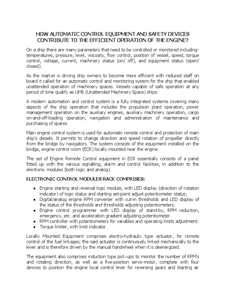 How Automatic Control Equipment and Safety Devices Contribute To The ...