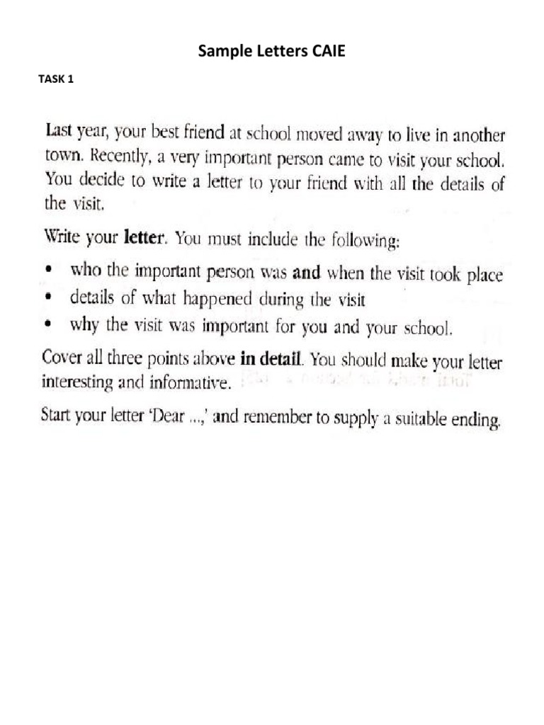 Sample Letters CAIE | PDF