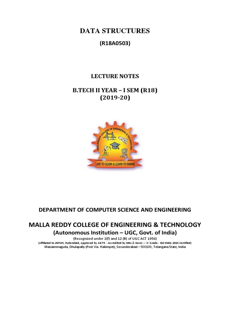 Data Structures: (Recognized Under 2 (F) and 12 (B) of UGC ACT 1956 ...