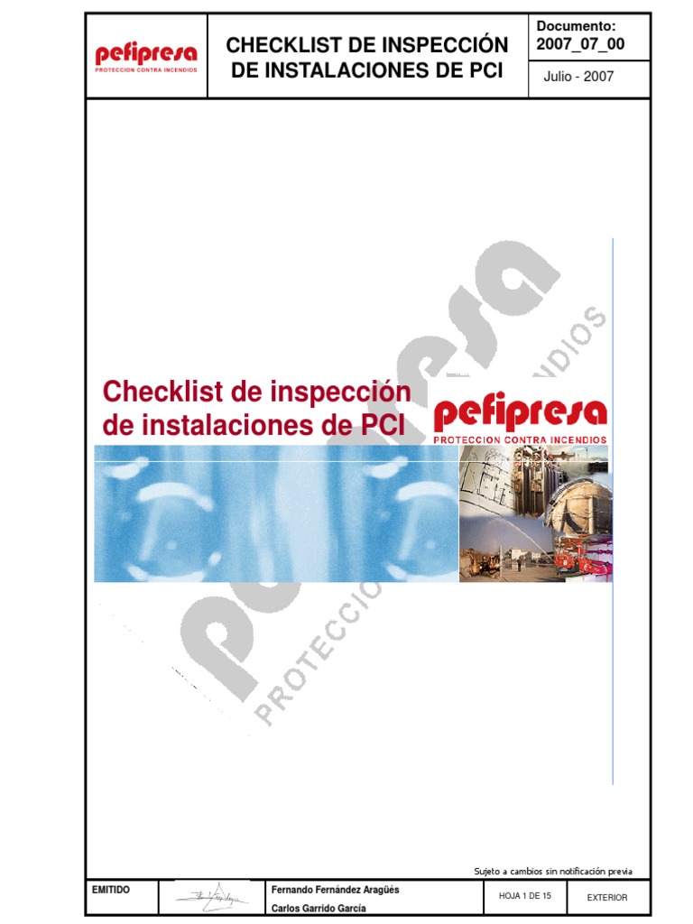 Checklist de Inspeccion de Instalaciones | PDF | Sistema de rociadores ...