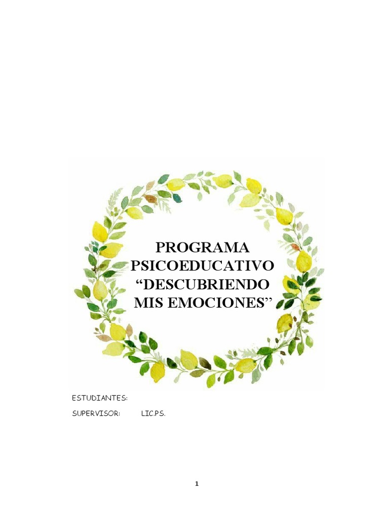 Programa Psicoeducativo 1 | PDF | Inteligencia emocional | Las emociones