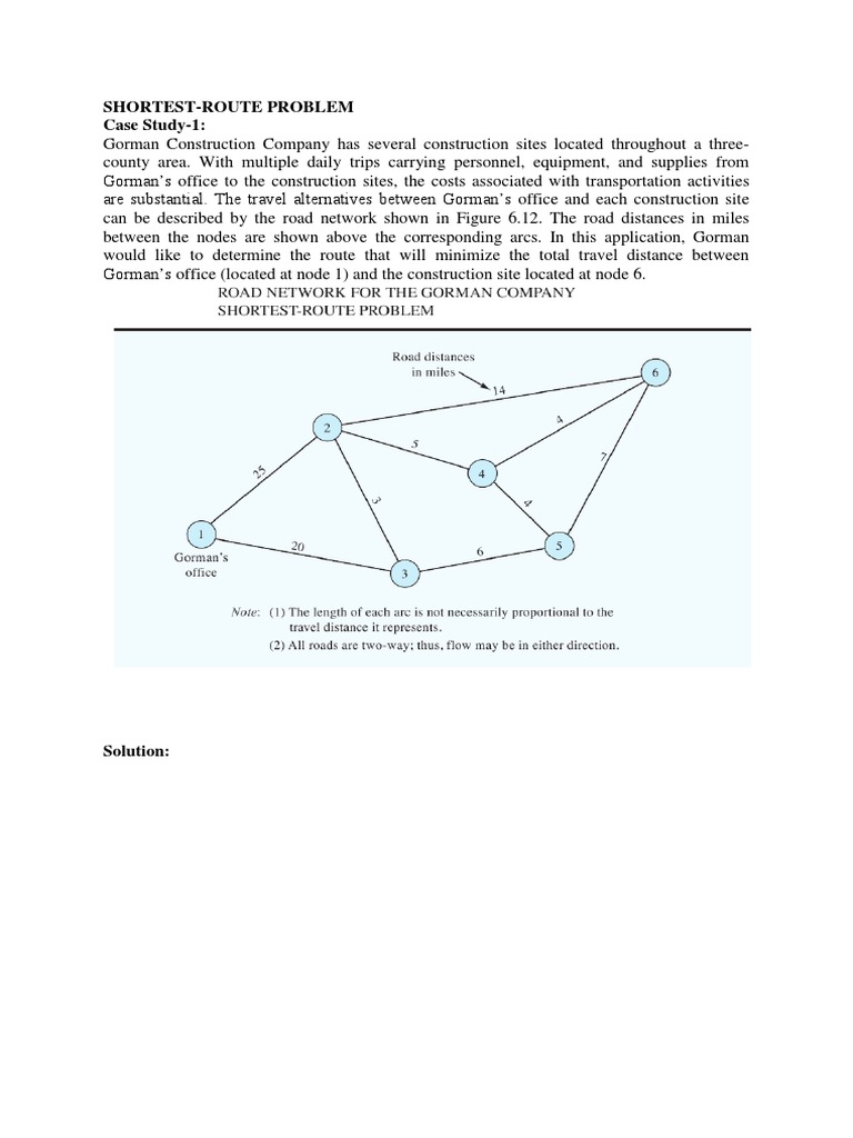Shortest-Route Problem Case Study-1 | PDF