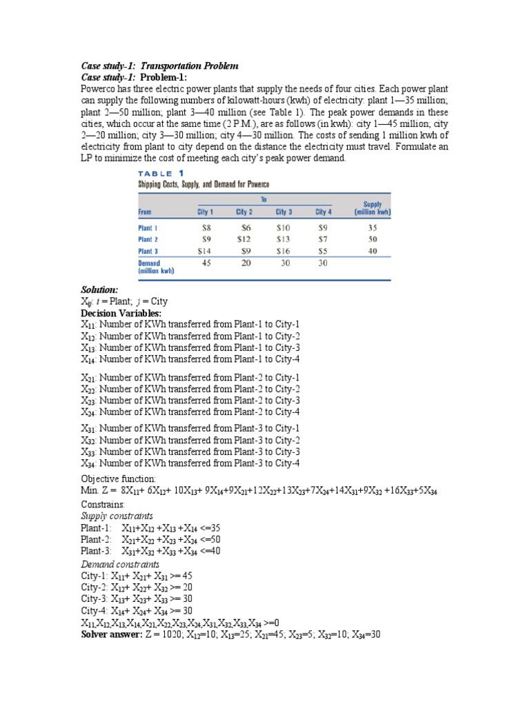 Transportation Problems - Answer Key | PDF | Inventory | Linear Programming