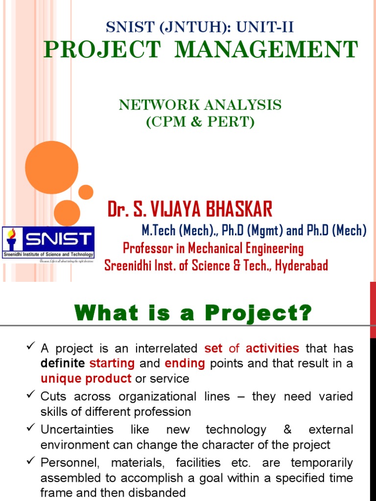 Project Management: Dr. S. Vijaya Bhaskar | PDF | Project Management ...