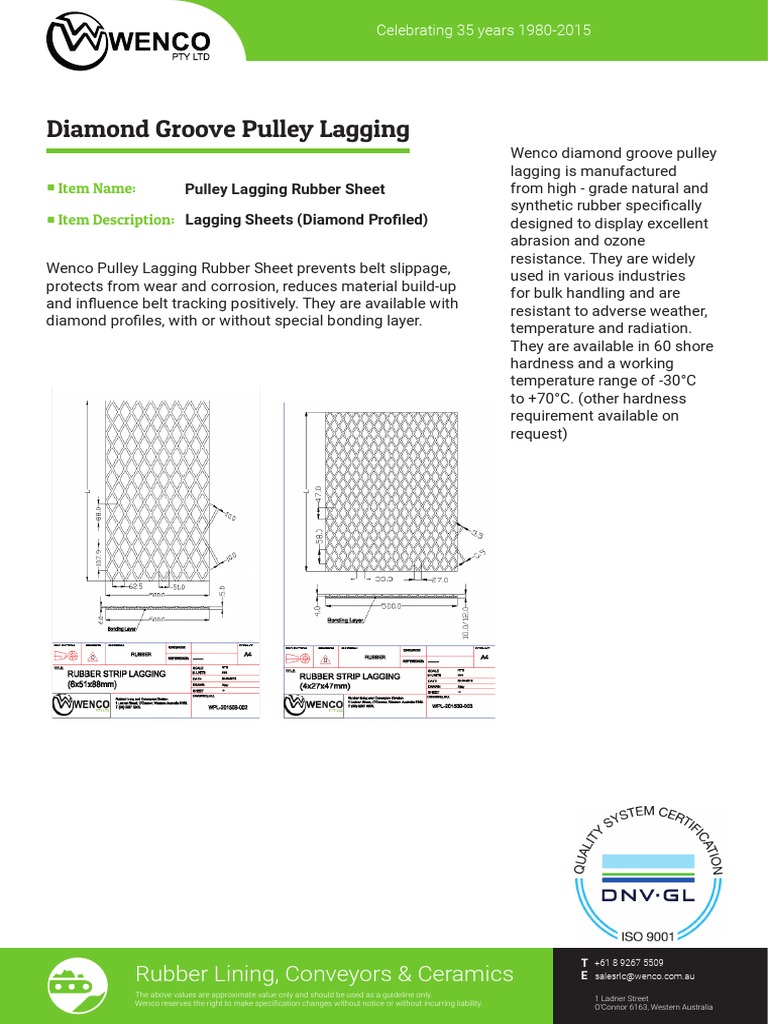 Diamond Groove Pulley Lagging | PDF | Diamond | Natural Rubber