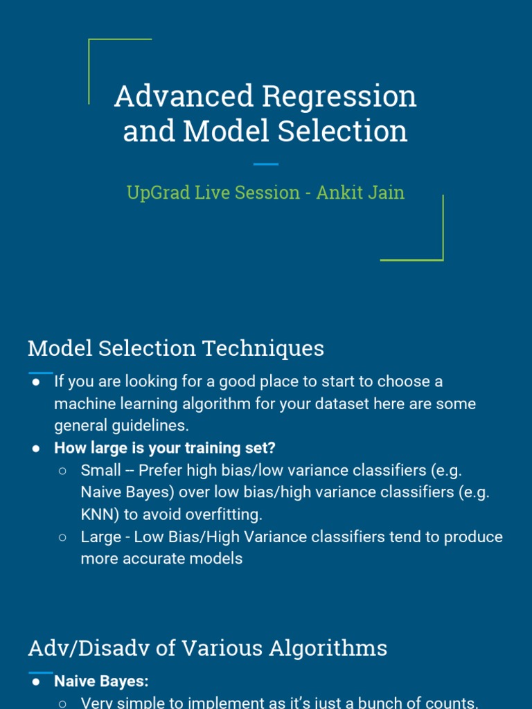 Advanced Regression and Model Selection: Upgrad Live Session - Ankit ...