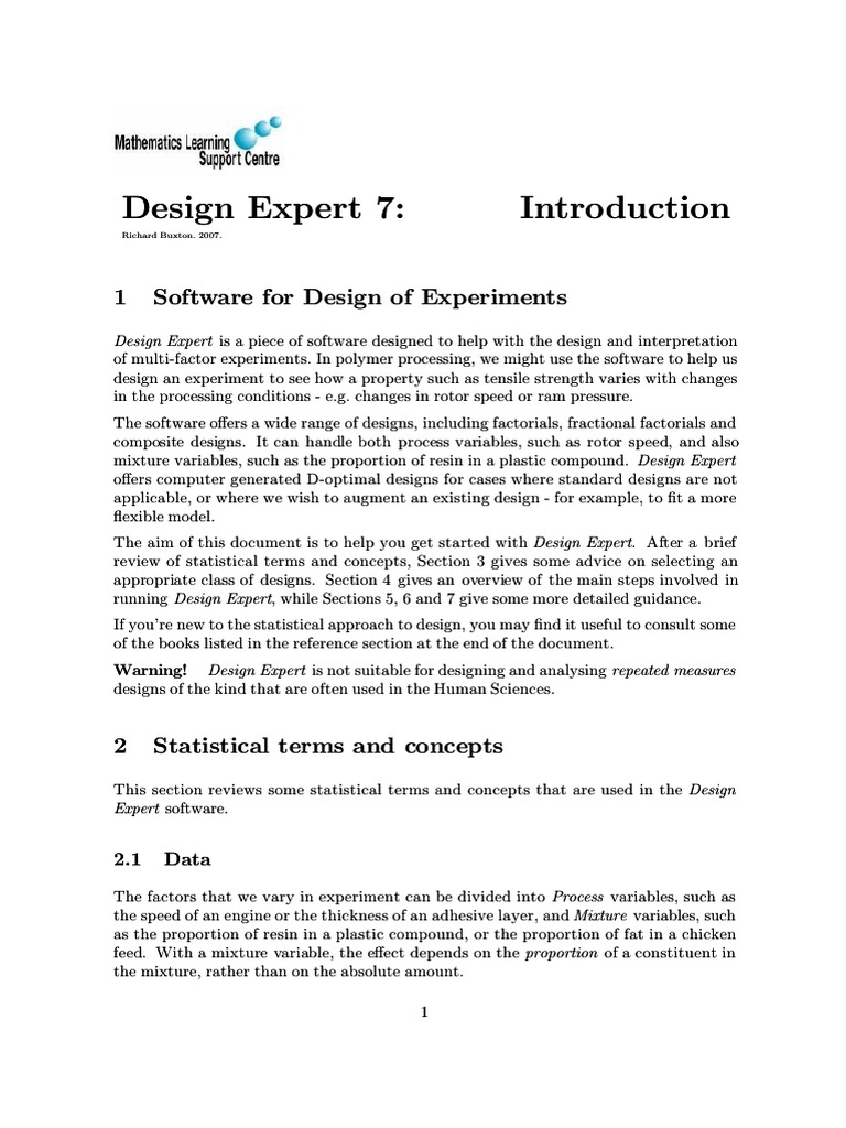 Design Expert 7 | PDF | Analysis Of Variance | Statistics