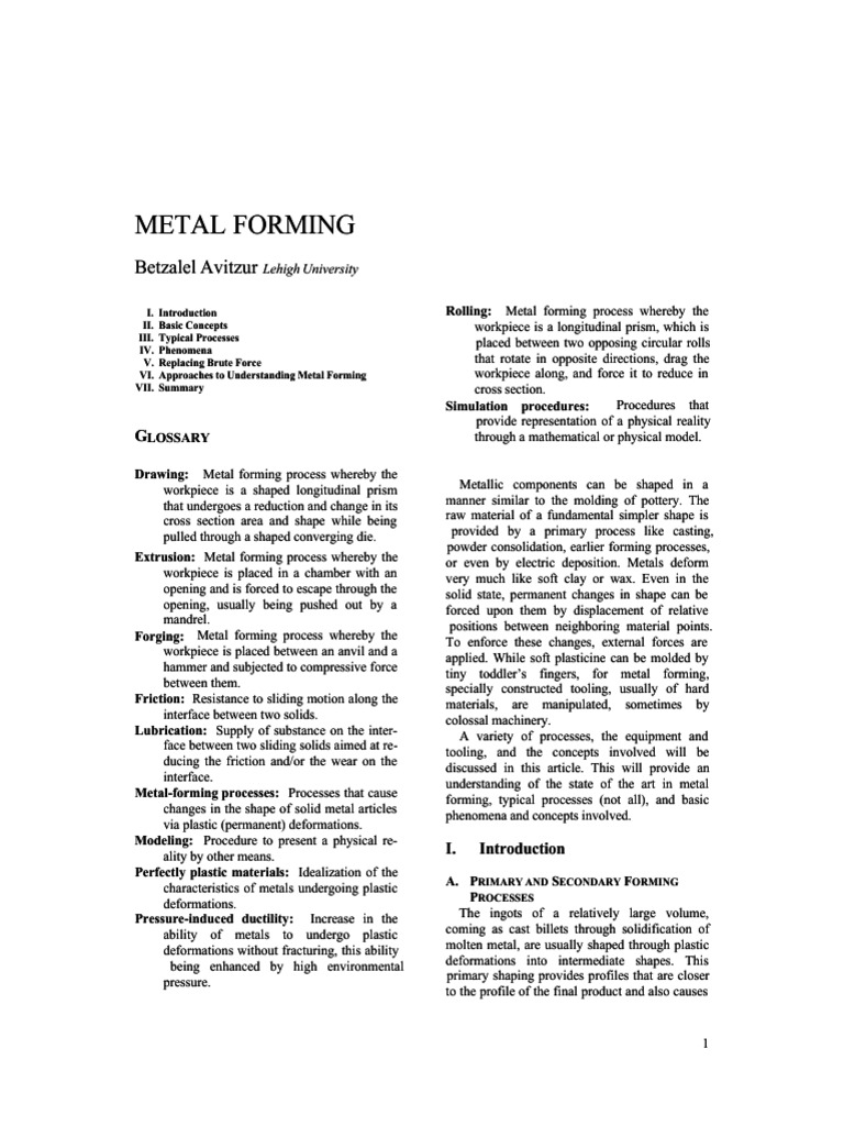 Metal Forming | PDF | Forging | Plasticity (Physics)
