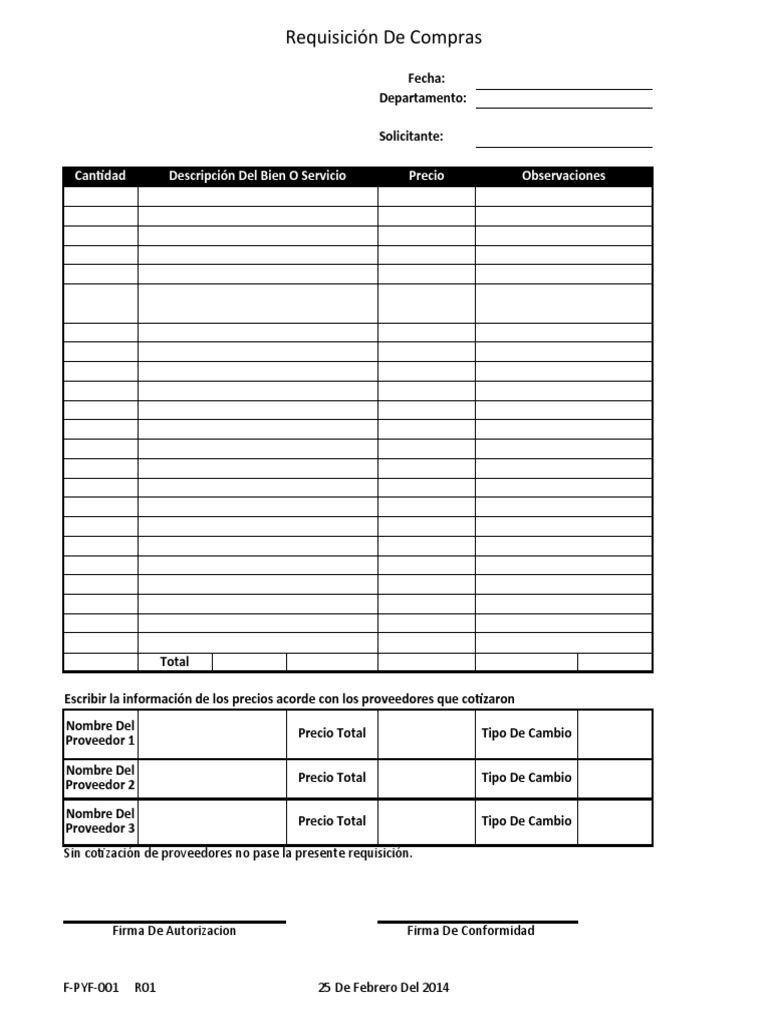 Formato Requesiciones en Blanco | PDF