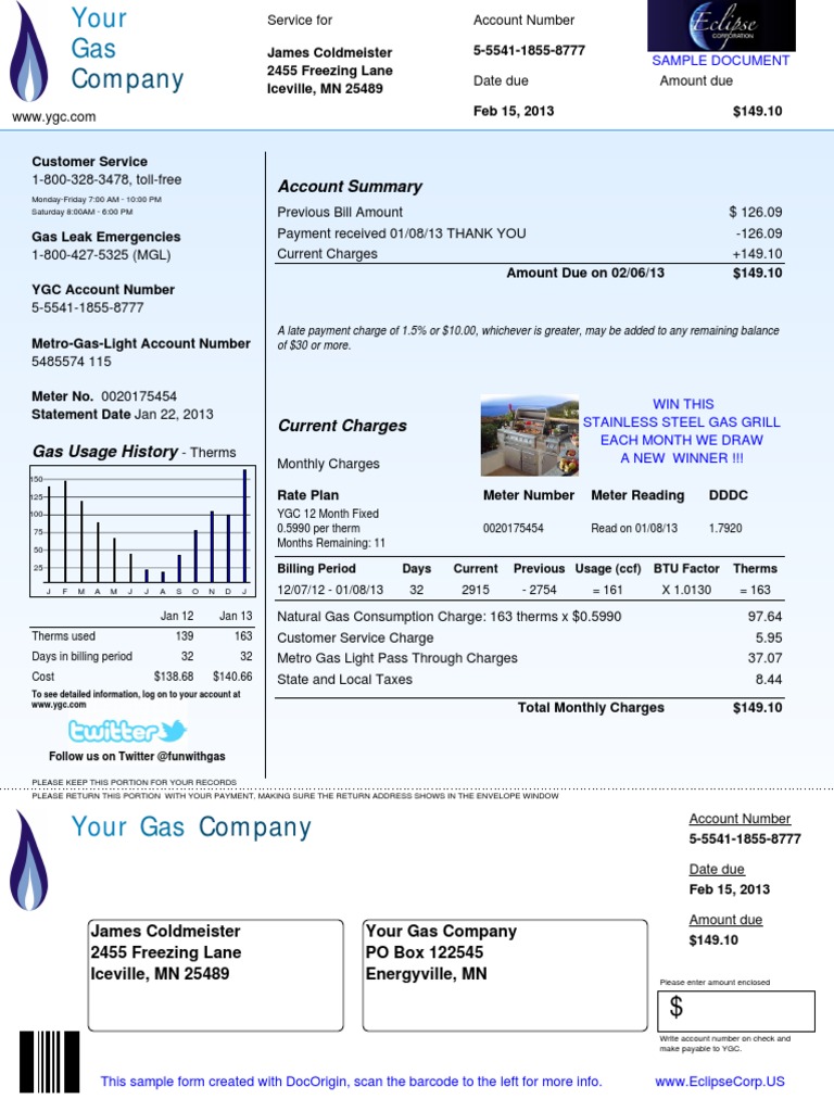 Gas Bill Summary and Payment Info | PDF | Economies | Business
