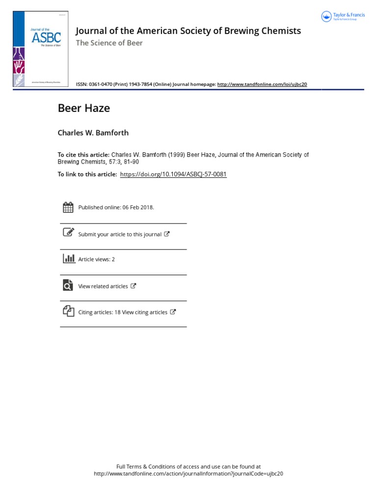 Beer Haze 1999 | PDF | Hops | Polyphenol