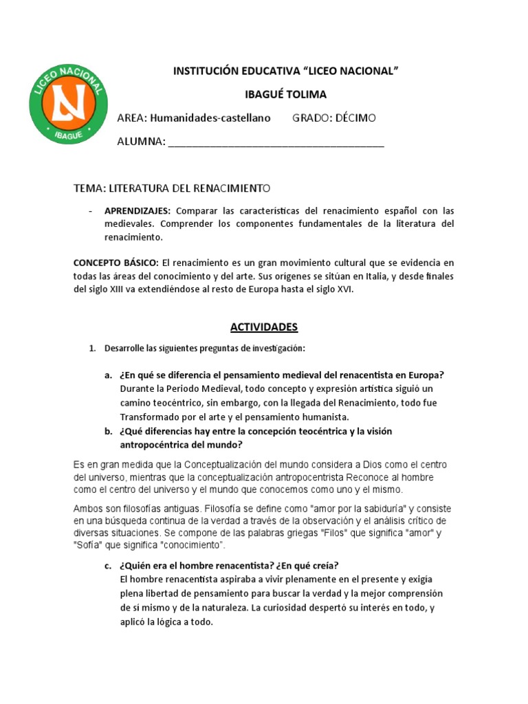 Literatura Del Renacimiento. Mayra Murillo | PDF | Renacimiento | Sonetos