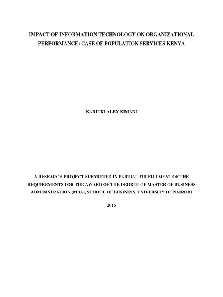 Kariuki, Alex K - Impact of Information Technology On Organizational ...