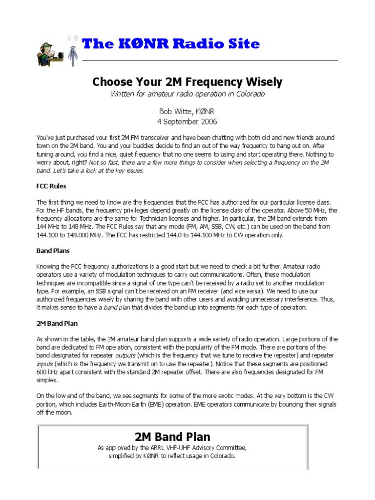 2M Frequencies PRIMER (Written For Amateur Radio Operation in Colorado ...