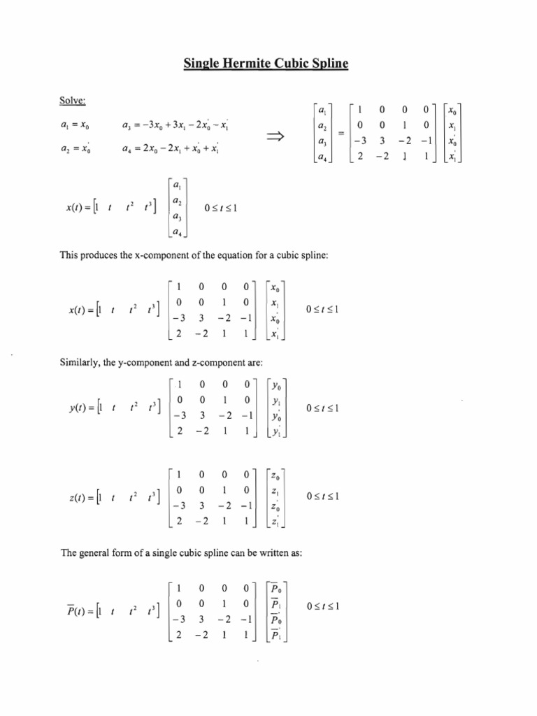 Hermite Curve Handout Pdf Applied Mathematics Algorithms