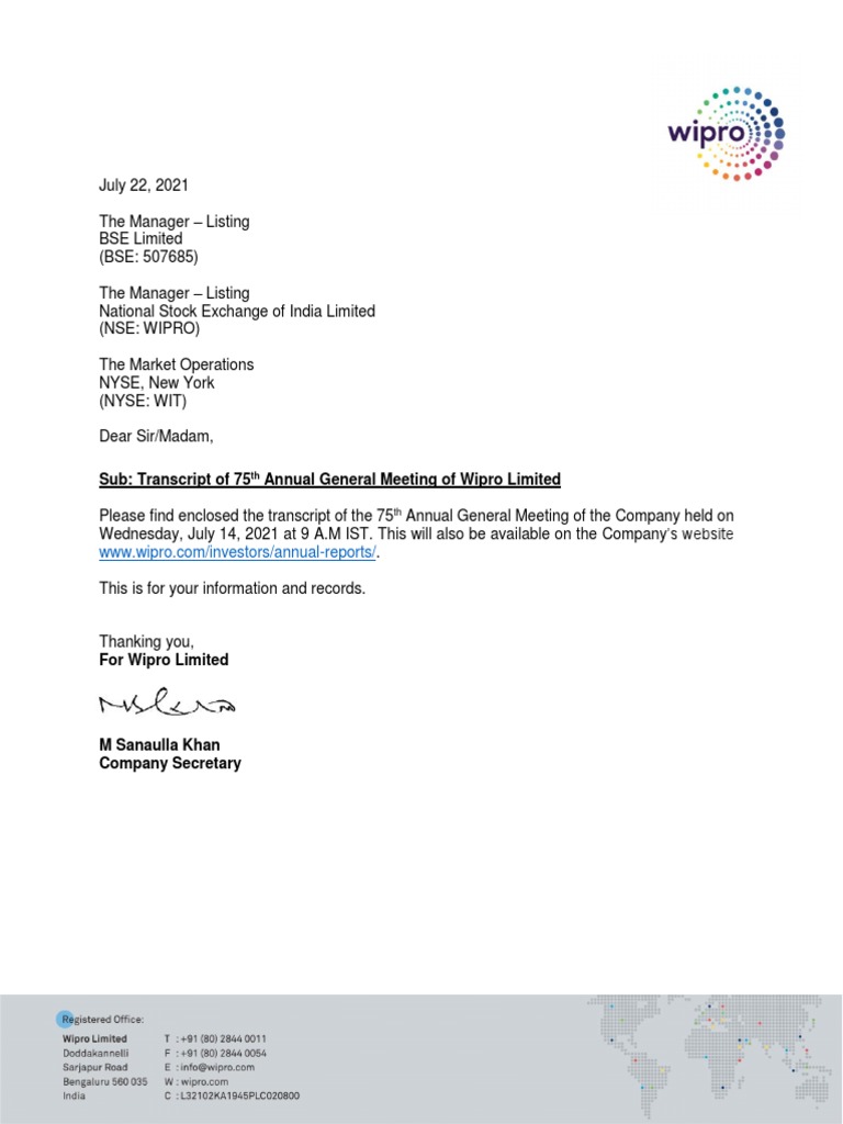 Transcript of Annual General Meeting 2020 2021 | PDF | Dividend | Audit