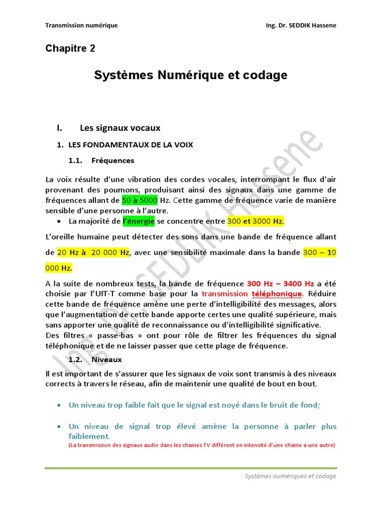 Transmission numérique de la voix et codage | PDF | Multiplexage ...