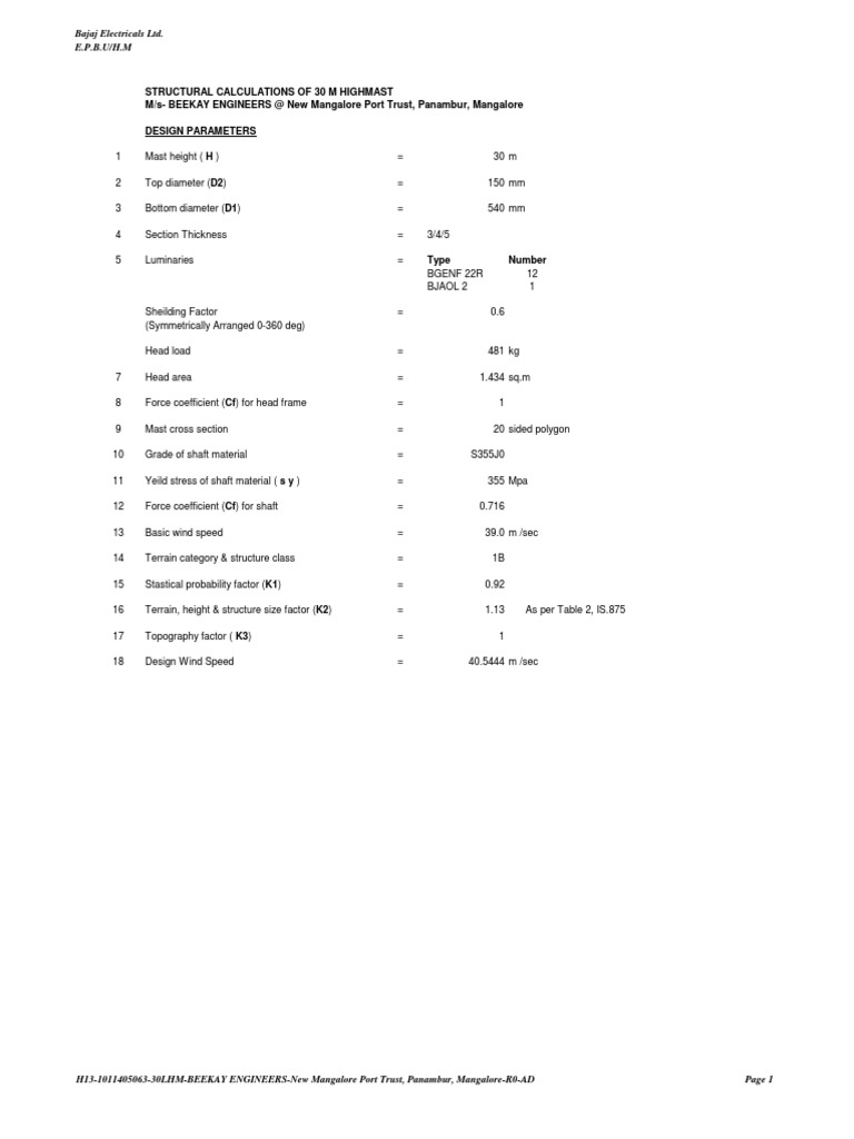 High Mast | PDF | Bending | Structural Load