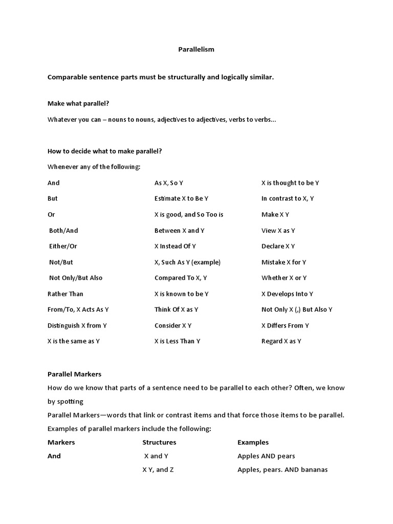 Parallelism: Make What Parallel? | PDF | Adjective | Verb