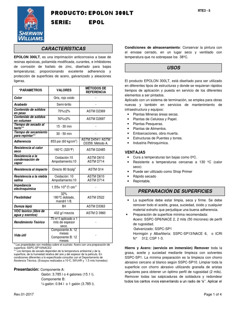 Tds Epolon 300lt | PDF | Acero | Química