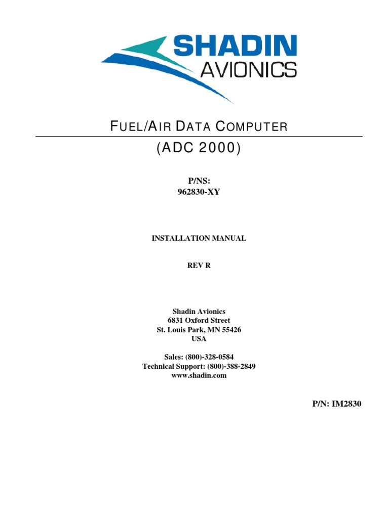 ADC 2000 Installation Manual | PDF | Airspeed | Aviation