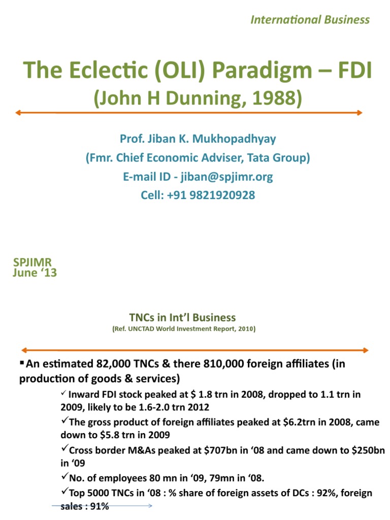 The OLI Paradigm June 13 | PDF | Foreign Direct Investment ...