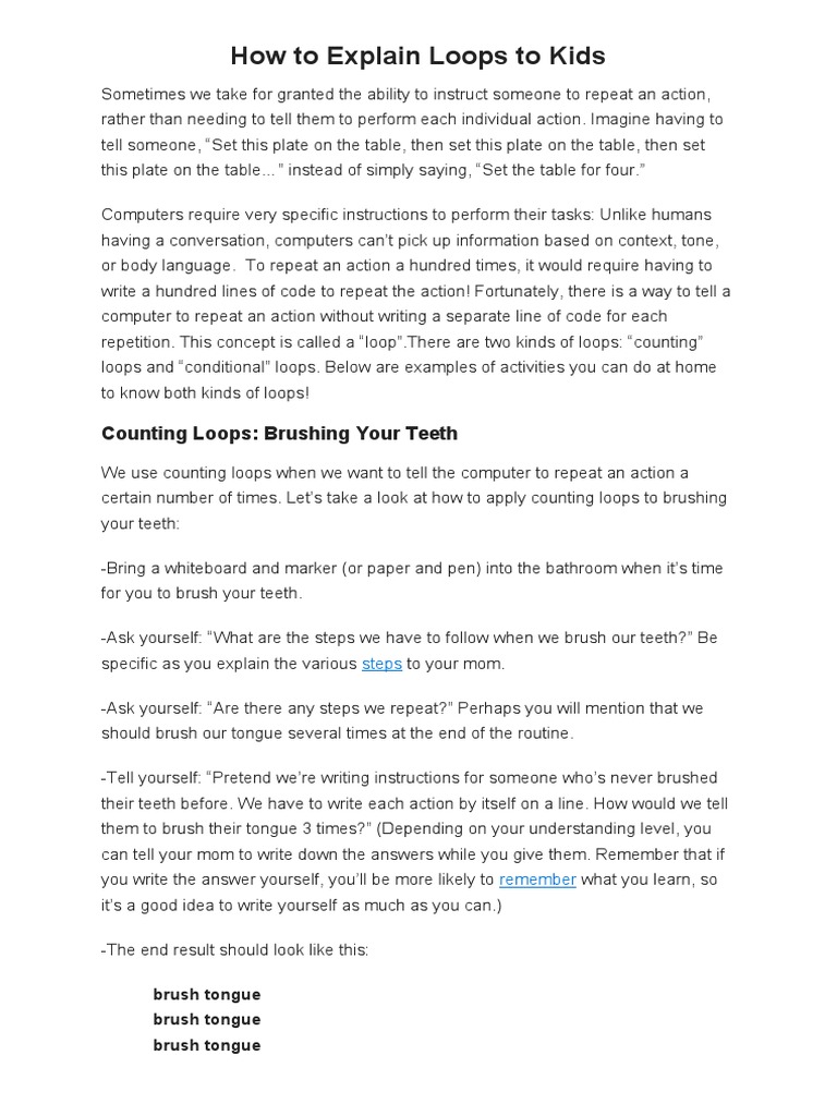 How To Explain Loops To Kids | PDF | Human Communication ...