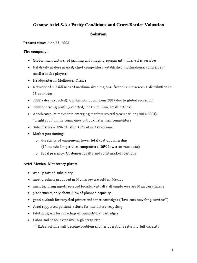 Groupe Ariel - Solution | PDF | Net Present Value | Investing