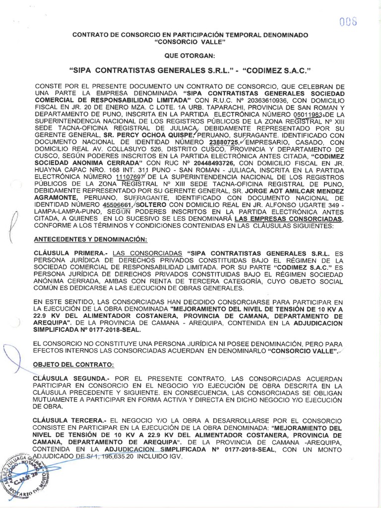 Modelo de Contrato de Consorcio | PDF