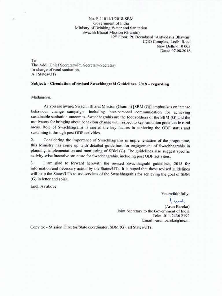 Revised Swachhagrahi Guidelines 2018 | PDF | Waste Management | Public ...