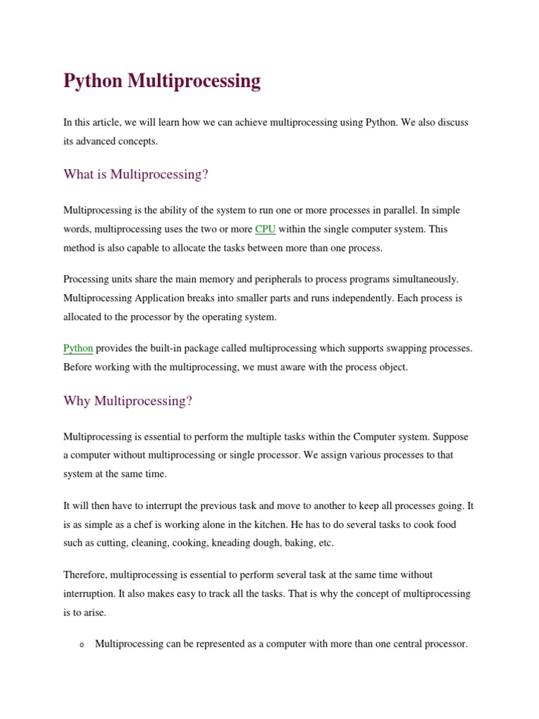 Python Multiprocessing | PDF | Process (Computing) | Queue (Abstract ...