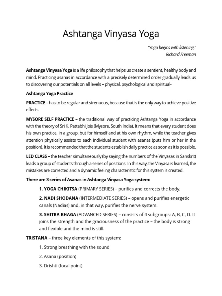 Ashtanga Vinyasa Yoga: "Yoga Begins With Listening." Richard Freeman ...