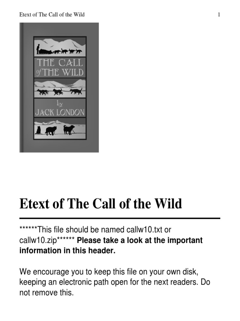 The Call of The Wild | PDF | E Text | Damages