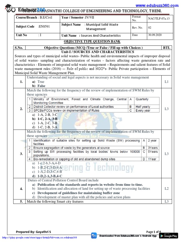 Student Waste Disposal Questionnaire | PDF | Municipal Solid Waste ...