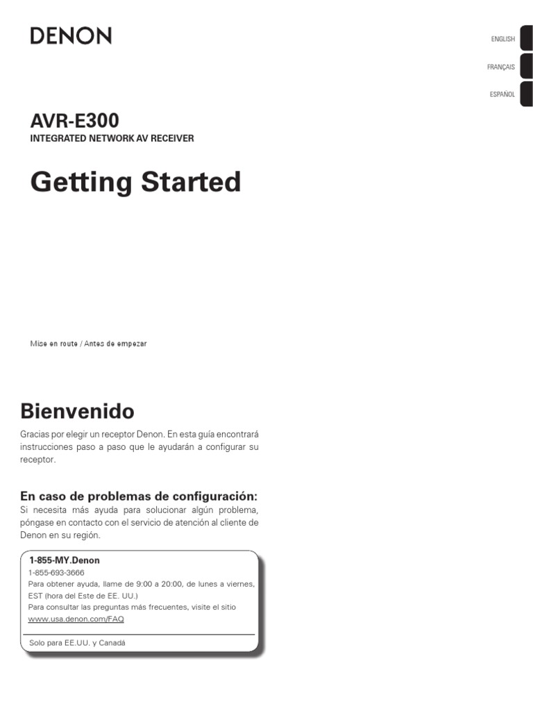 Guia Rapida Denon AVR E300 | PDF | Hdmi | Tecnología de sonido