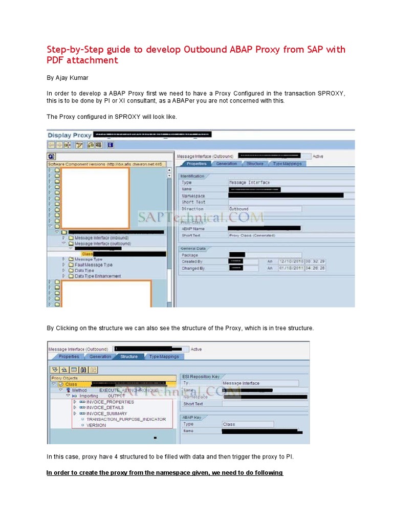 Step-by-Step Guide To Develop Outbound ABAP Proxy From SAP With PDF Attachment | PDF | String ...