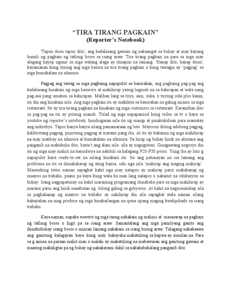 Tira Tirang Pagkain | PDF