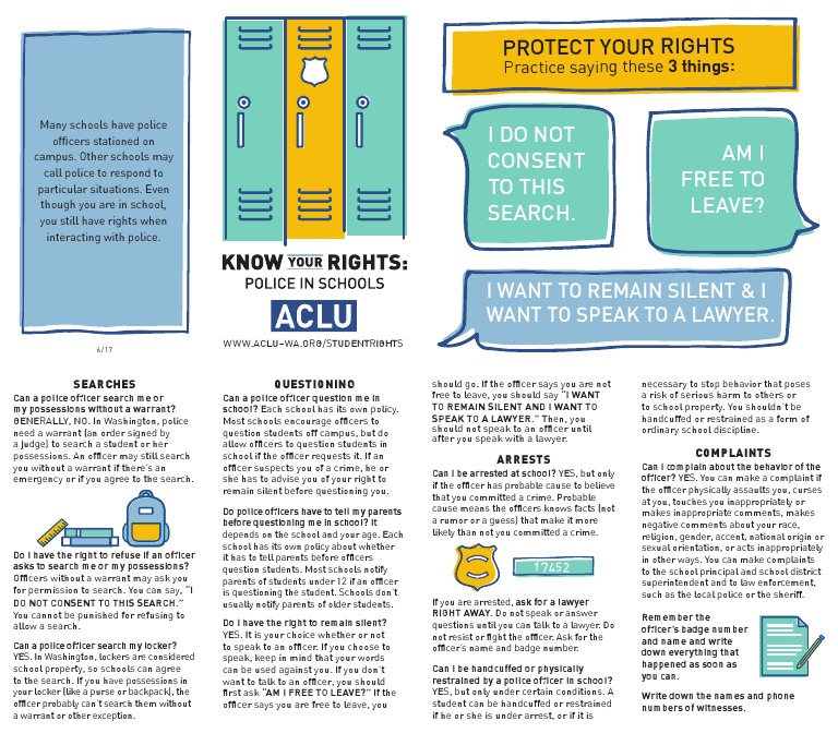 Know Your Rights Card - Police in Schools - Web | PDF | Arrest | Police