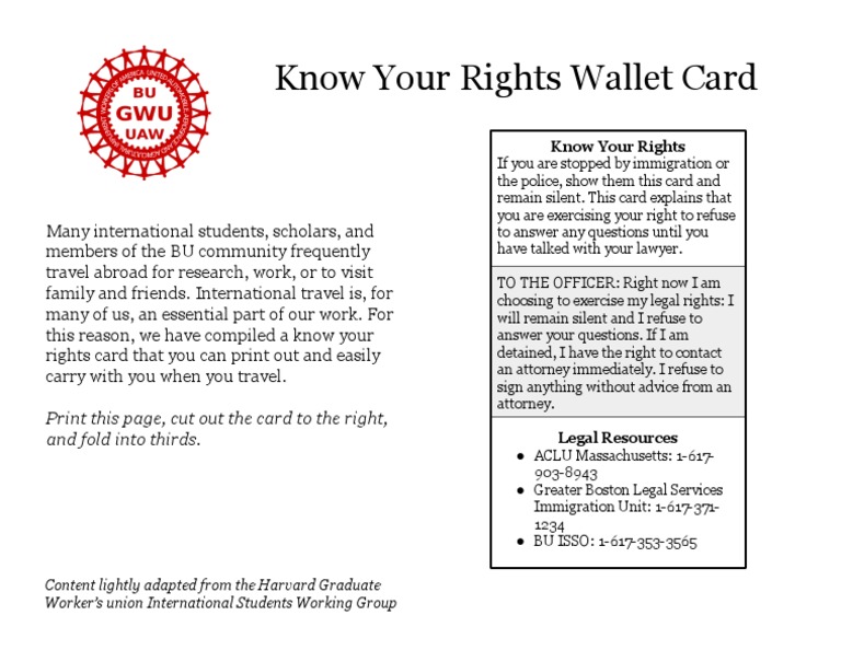 Know Your Rights Wallet Card | PDF